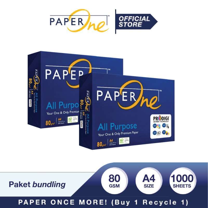 Promo PaperOne Kertas A4 80gr All Purpose 2 Rim (1000 lembar) Kertas ...