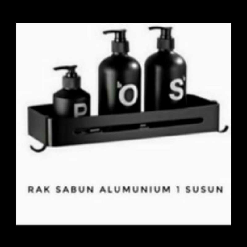 Promo Rak Sampo Rak Sabun Datar Kotak Singgel Bahan Almunium Hitam ...