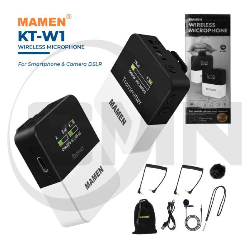 Promo Mic Mamen Kt-W1 Wireless Lavalier Microphone For Smartphone ...