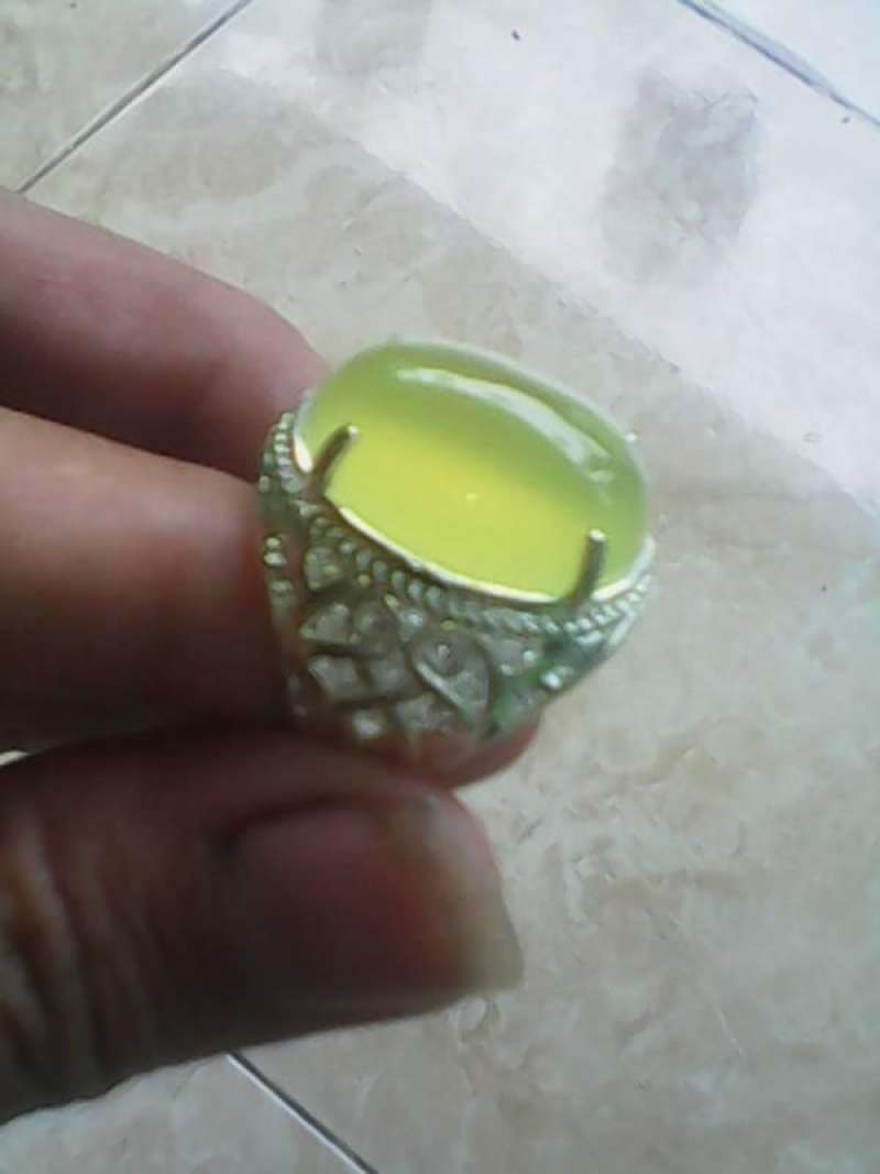 Jual Cincin Batu Natural Hijau Bening Tembus Ring Emban Perak Halus Di ...