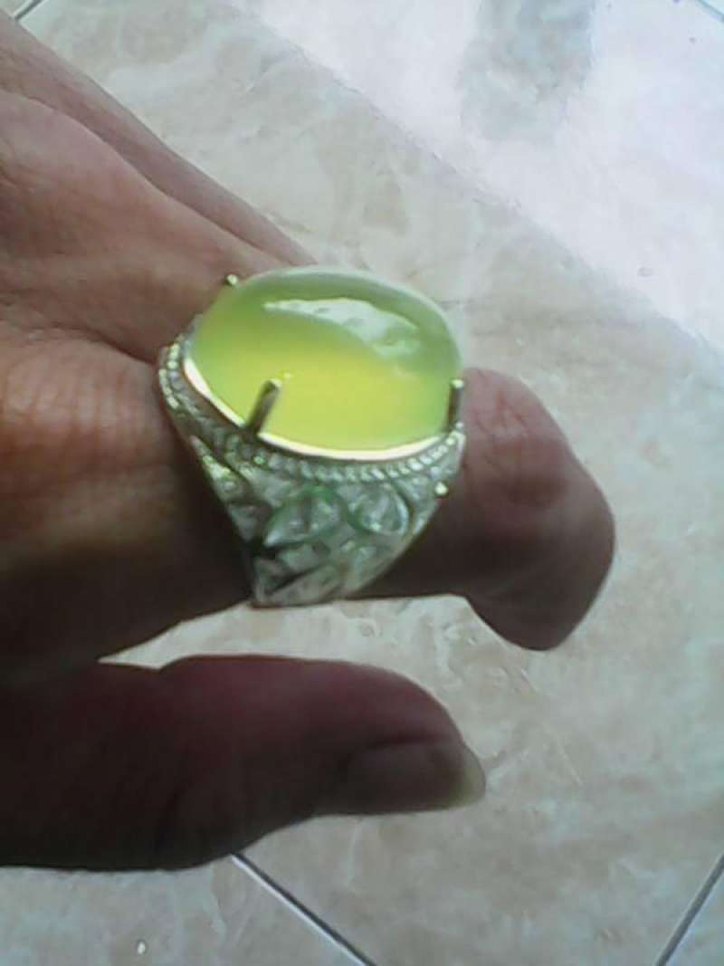 Jual Cincin Batu Natural Hijau Bening Tembus Ring Emban Perak Halus Di ...