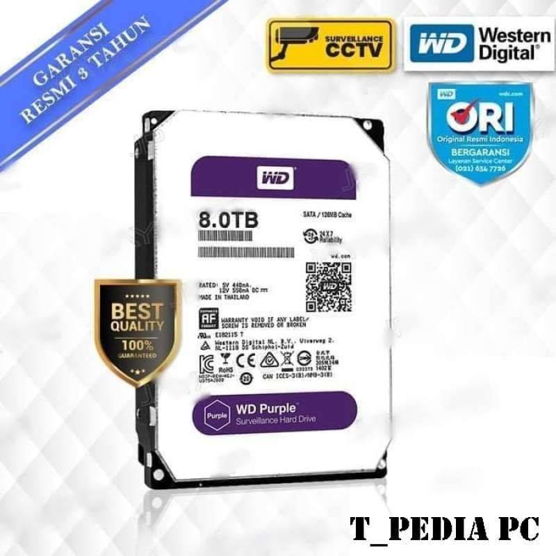 Jual WD Purple 8TB - CCTV HDD - Internal Hard Disk Surveillance di ...