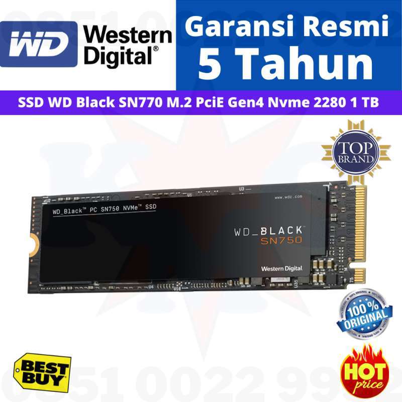 Jual SSD WD Black SN770 1TB SN 770 1 GB M.2 2280 NVMe PCIe Resmi di ...