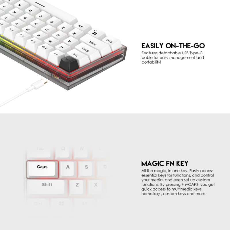 Promo KEYBOARD GAMING MECHANICAL RGB FANTECH MAXFIT61 FROST WIRELESS ...
