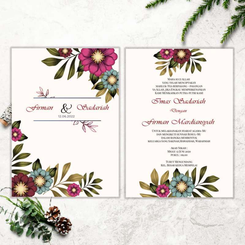 Jual Cetak Undangan Pernikahan Floral Di Seller Tiga Tiga - Tiga Tiga ...