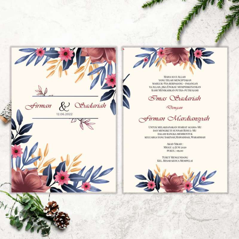 Jual Cetak Undangan Pernikahan Floral Di Seller Tiga Tiga - Tiga Tiga ...