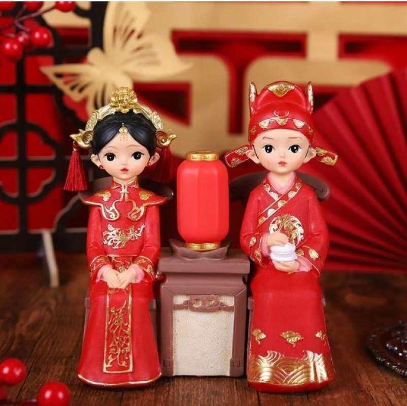 Jual Pajangan Dekorasi Nikah Set 2in1 Couple Chinese Wedding Couple ...