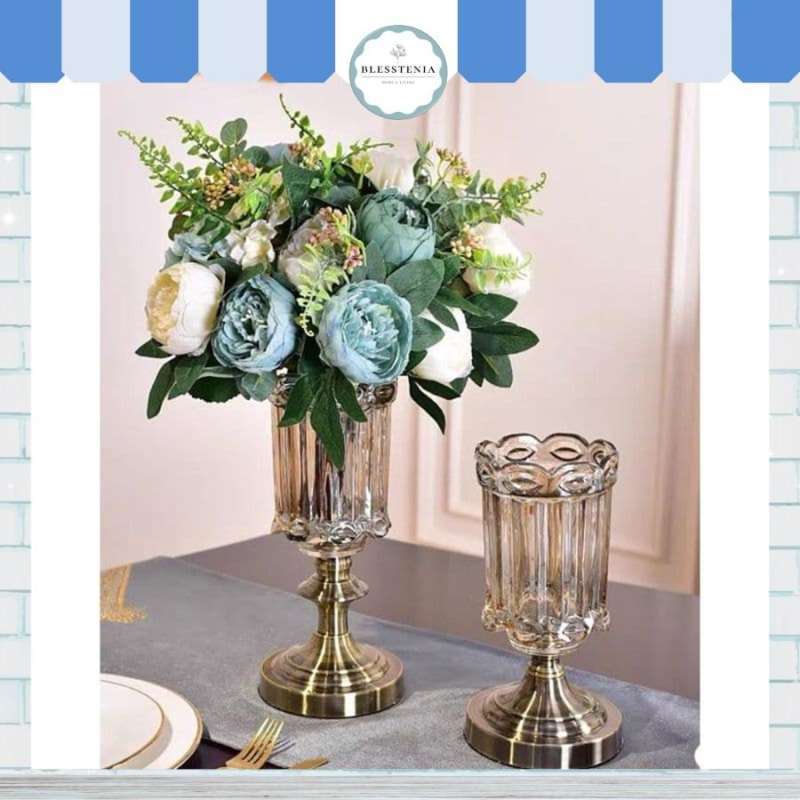 Jual Vas Bunga Kaca Mewah Vintage Crystal Glass Flower Table top Vase ...