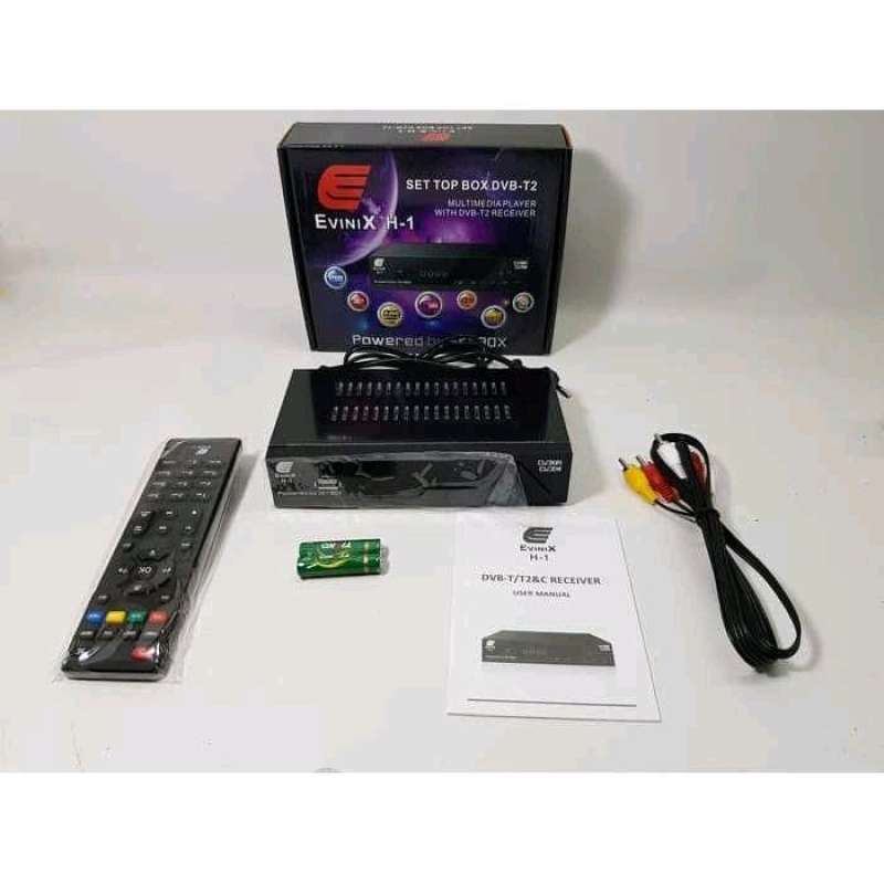 Jual Set Top Box DVB-T2 Merk EVINIX H-1 STB migrasi ke tv digital di ...