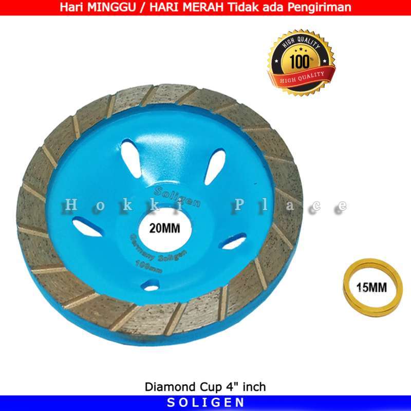 Promo DW CUP SOLIGEN 4 INCH DIAMOND CUP WHEEL MATA GERINDA POLES MARMER ...