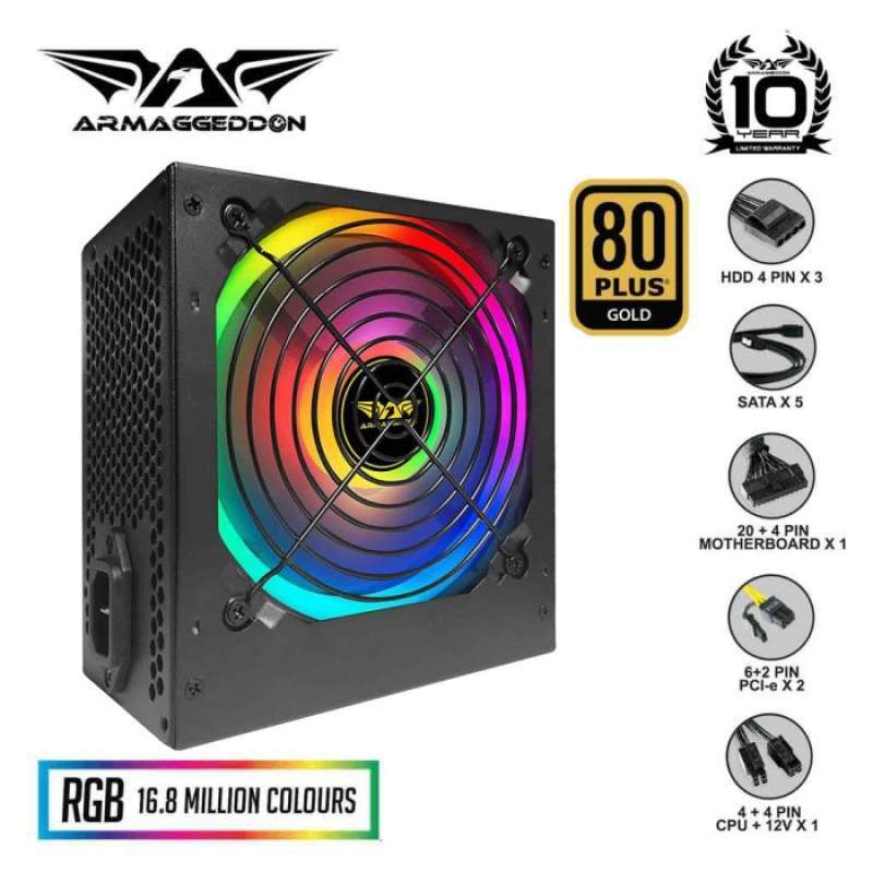 Jual Armaggeddon PSU Voltron Gold 600 RGB 80+ Gold 10Year Official Warranty di Seller Cullen ...