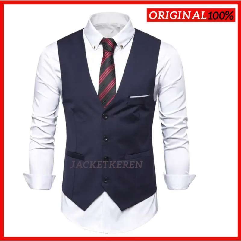 Promo Rompi Jas Pria/ Rompi Pria/ Rompi Formal - Navy L Diskon 5% di ...