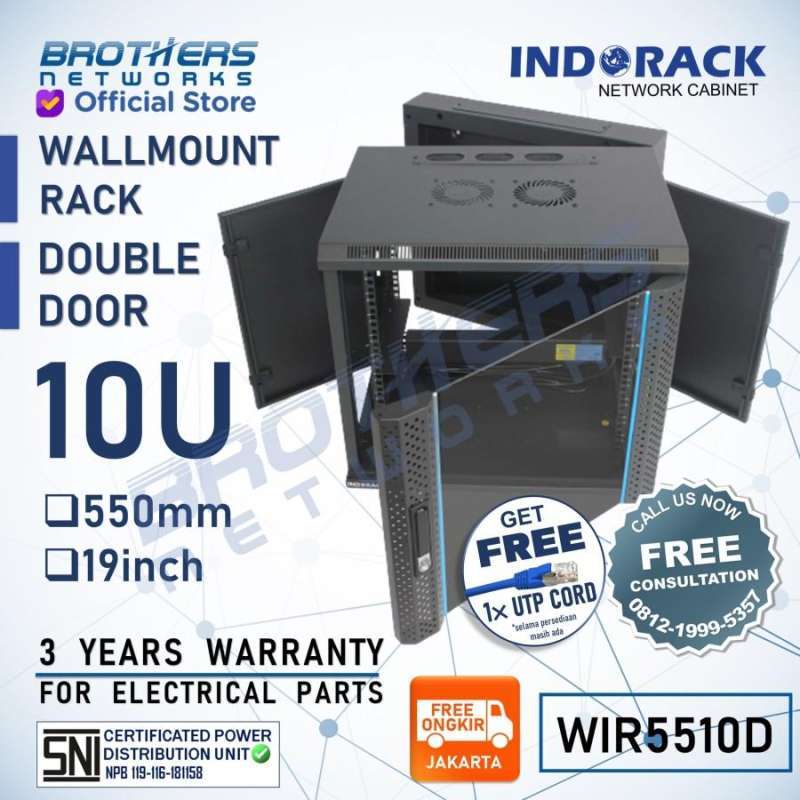 Jual WALLMOUNT INDORACK 10U 550MM DOUBLE DOOR NOT HAGANE / ABBA ...