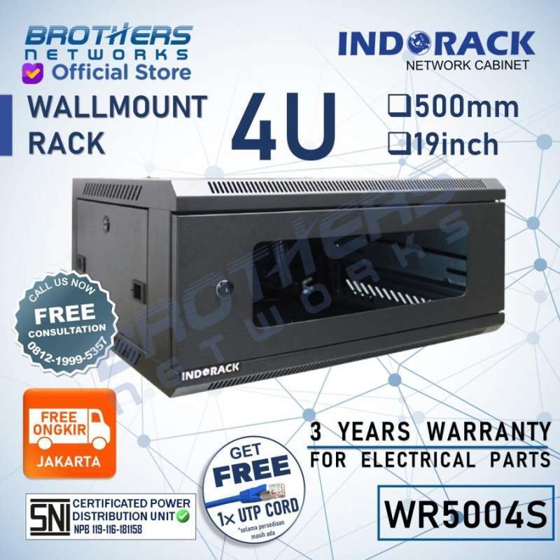 Jual WALLMOUNT INDORACK WR5004S 4U 500MM SINGLE DOOR RACK SERVER WALL ...