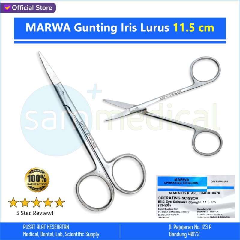 Jual Marwa Gunting Iris Lurus Atau Operating Scissor 11.5cm Di Seller ...