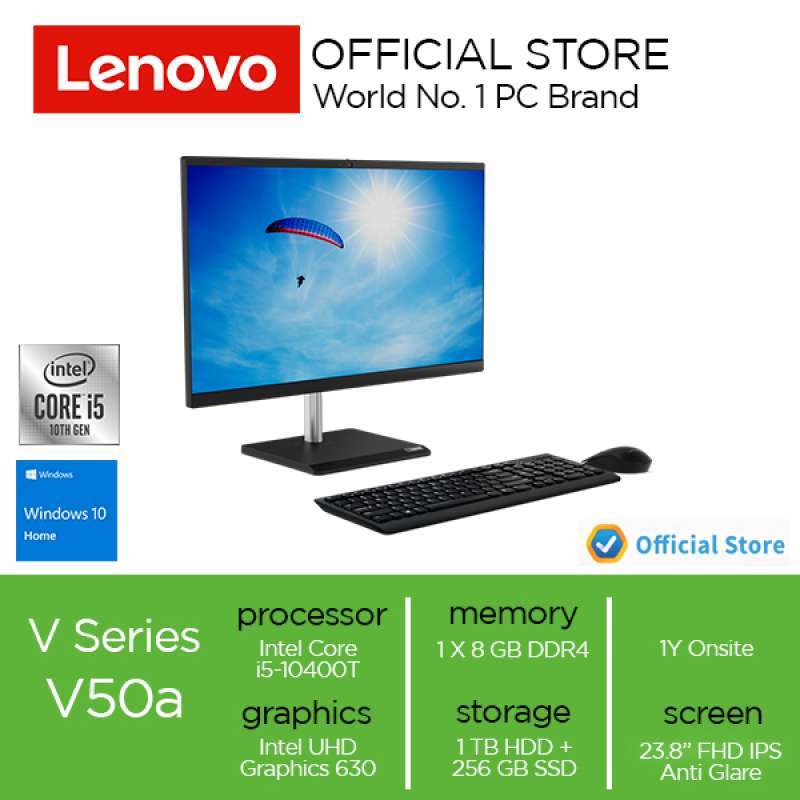 Jual Lenovo V50a-24IMB AIO Core i5-10400T 8GB 1T HDD+SSD 256 Win10 OHS ...