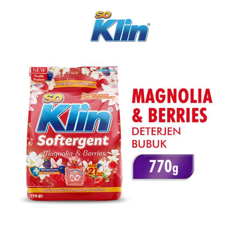 Promo So Klin Softergent Magnolia Berries Detergent [770 g] Diskon 32% ...
