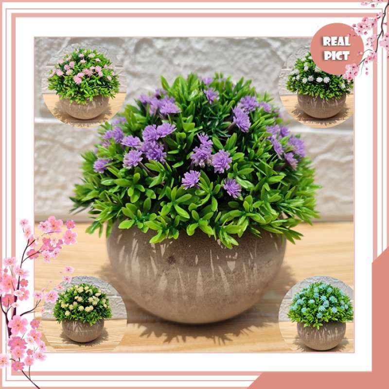 Promo UNICO PBP124 Tanaman Hias Bunga Artificial Pot Semen Bunga Mawar ...