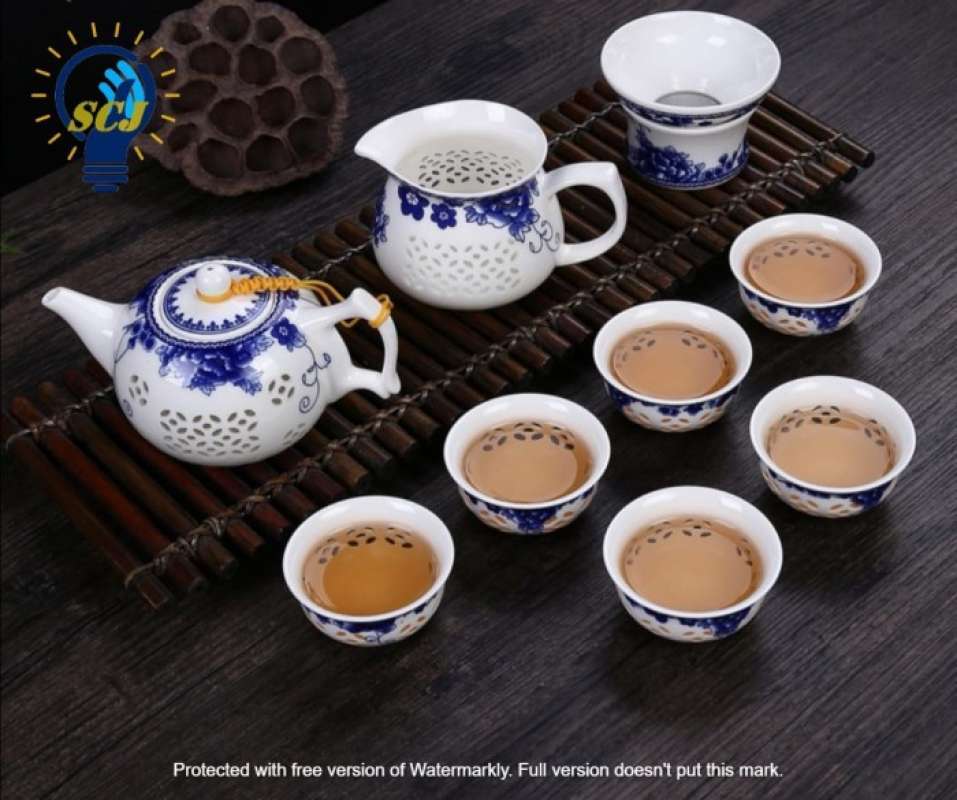 Promo Chinese tea set keramik bunga biru [ 1003 ] Diskon 6% di Seller ...
