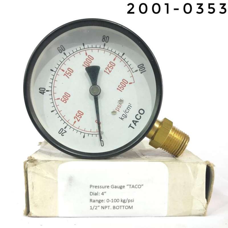 Jual Pressure Gauge 4 In X 100 bar bottom connection TACO - Manometer ...