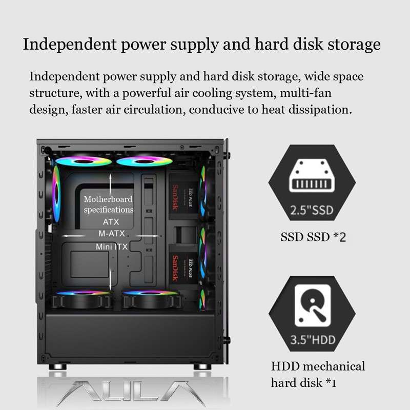 Jual Casing Pc Gaming Case Aula Fz010 Fz 010 Free 3 Fan Rgb Di Seller ...