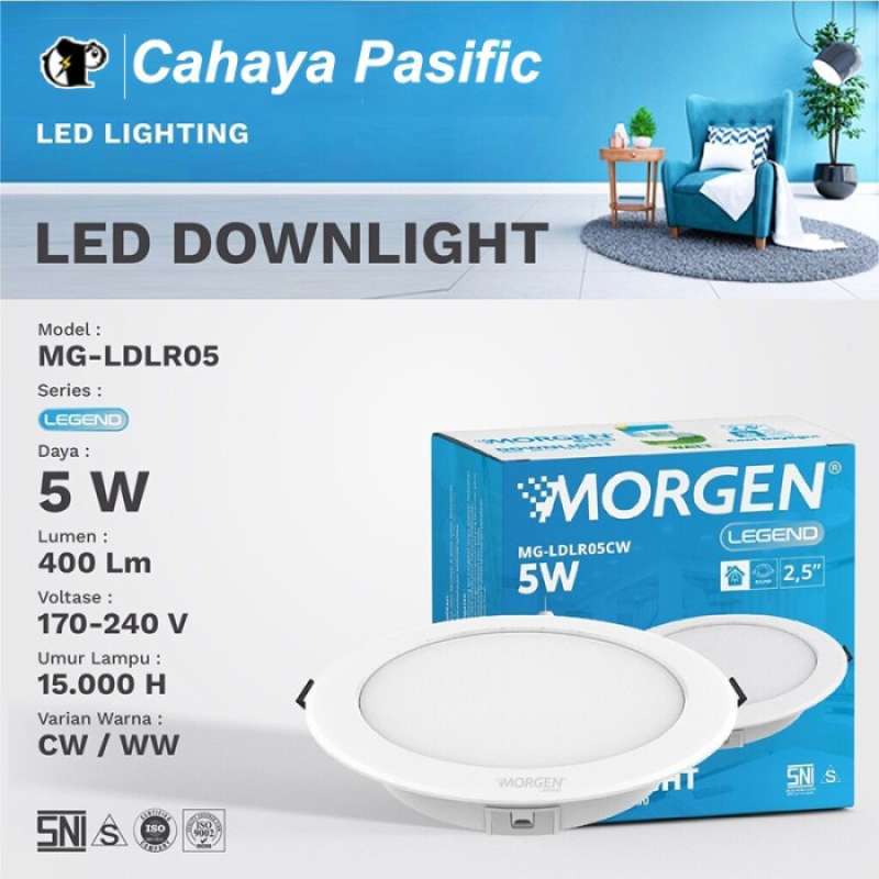 Jual Lampu Led Morgen-Led Panel Downlight Ib/Inbow-Dl005 5W 6500K/3000K ...