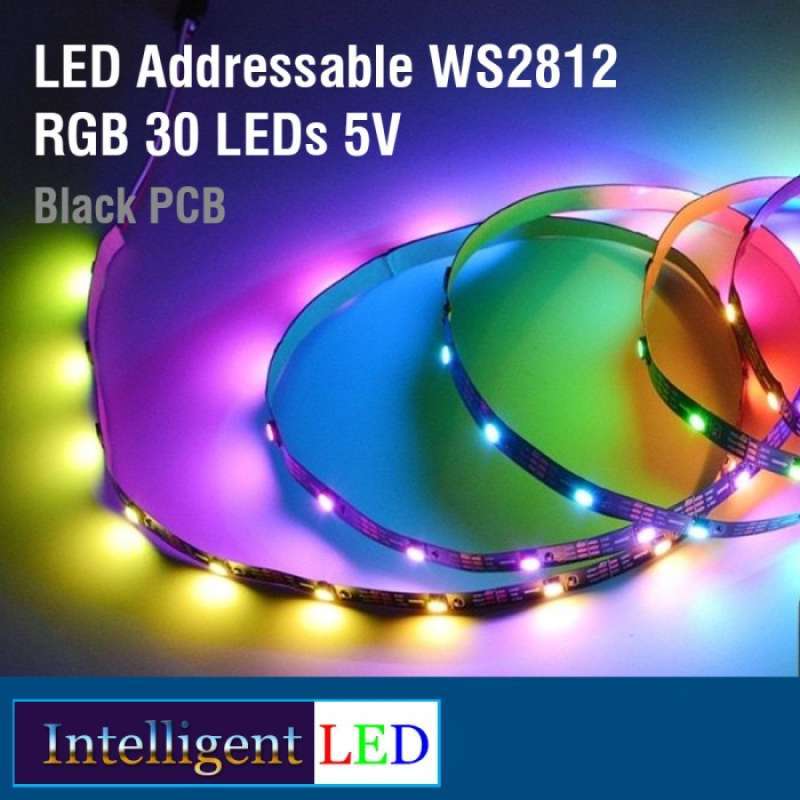 Jual Led Addressable Ws2812 Rgb 30 Leds/Meter 5V Black Pcb 5 Meter di ...