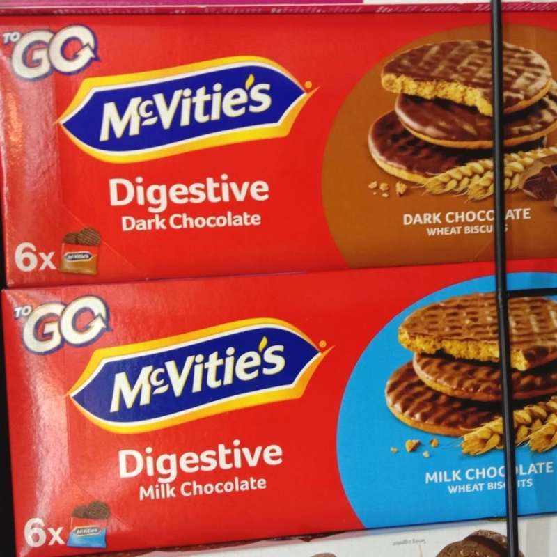 Jual mcvities digestive dark & milk choclate/ to go isi 6 pack/varian ...