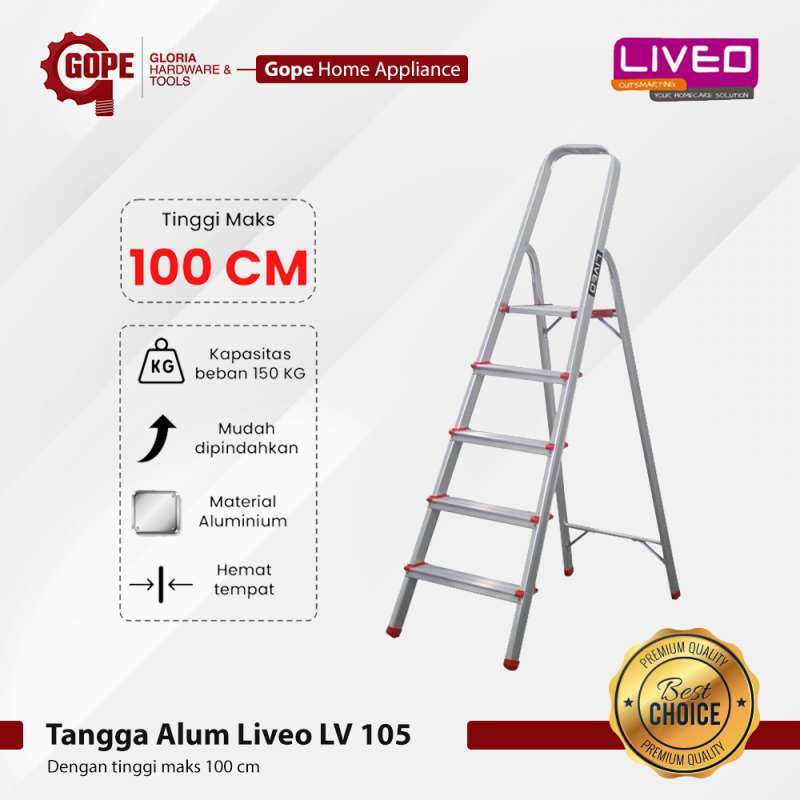 Jual TANGGA LIPAT HOUSEHOLD 5 STEP LADDER LIVEO LV 105 di Seller Gope ...
