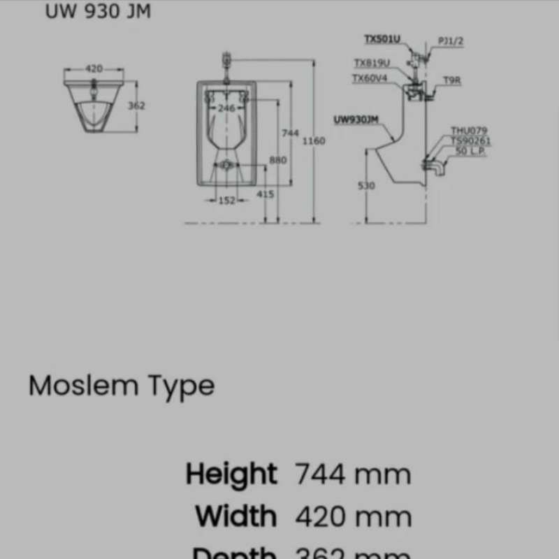 Jual Urinal Toto Uw 930 Jm (muslim ) Set Toto Urinoir Di Seller Toko ...