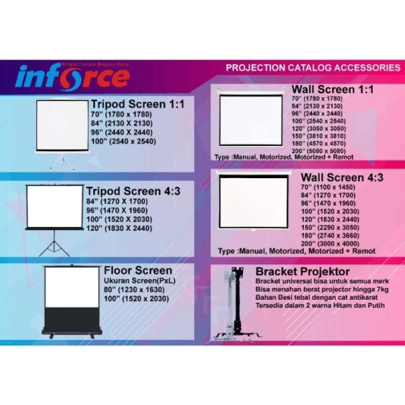 Jual Wall Screen Projector / Layar Proyektor Inforce 70 Inch 4:3 ...