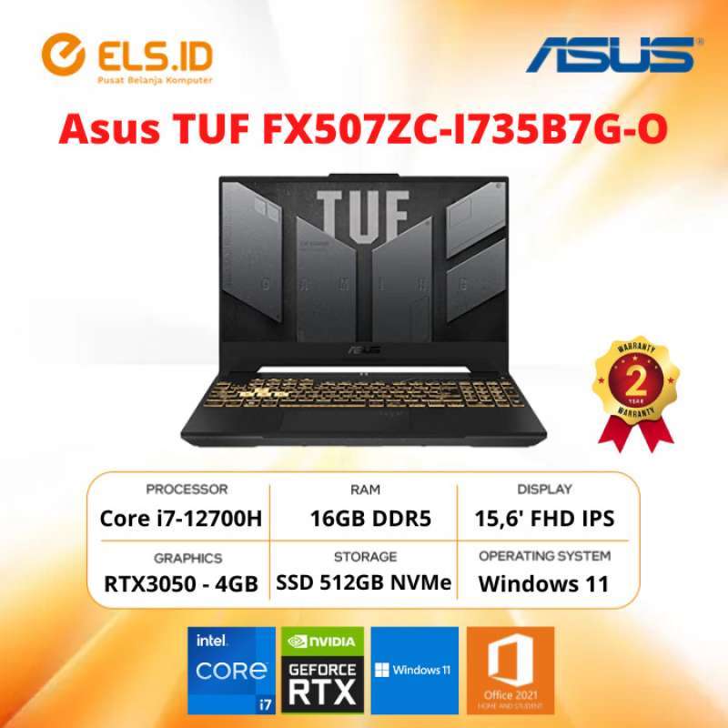 Jual Laptop Asus Tuf Fx507zc-i735b7g-o I7-12700h 16gb Ssd 512gb Rtx3050 ...