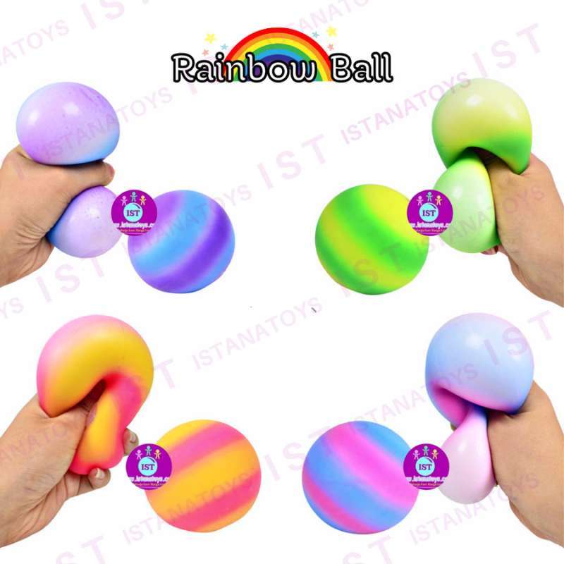 Jual Mainan Anak Rainbow Squishy Ball 6cm / Bola Pelangi Anti Stress 6 cm di Seller Istanamainan ...
