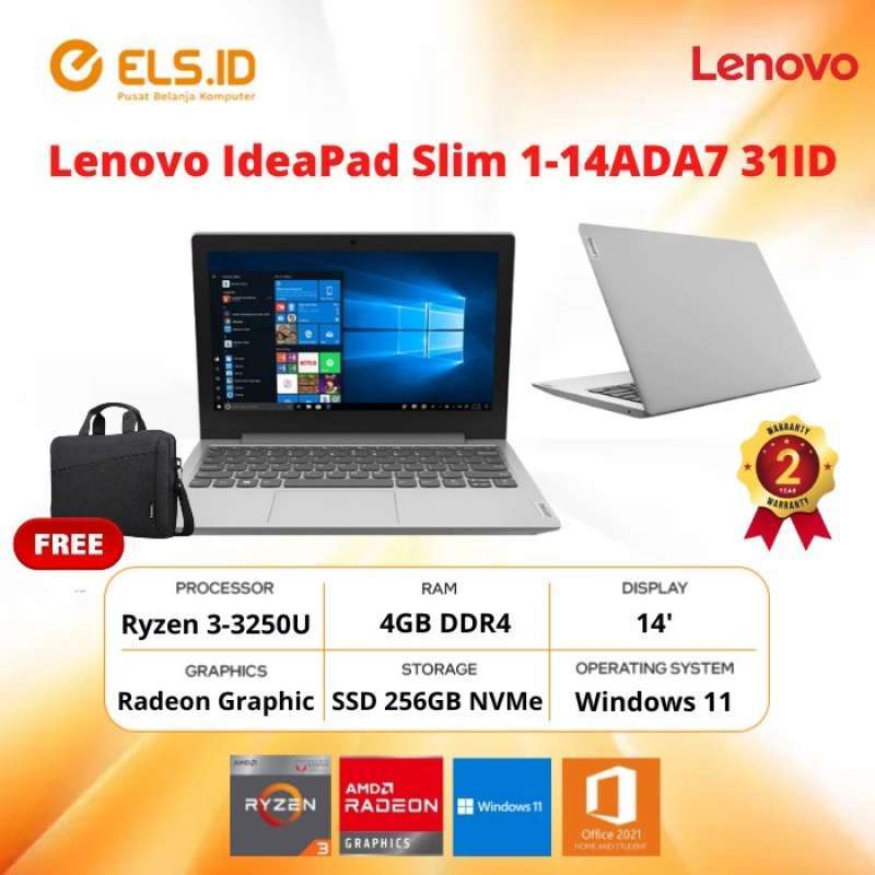 Jual Laptop Lenovo Ideapad Slim 1-14ada7 31id Ryzen 3-3250u 4gb Ssd 256gb Di Seller Els Computer ...