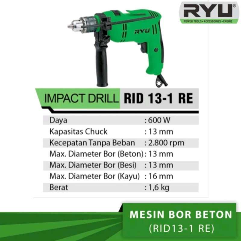 Promo Mesin Bor RYU 13MM RID13 BOR TEMBOK BESI KAYU ORIGINAL Diskon 28% ...