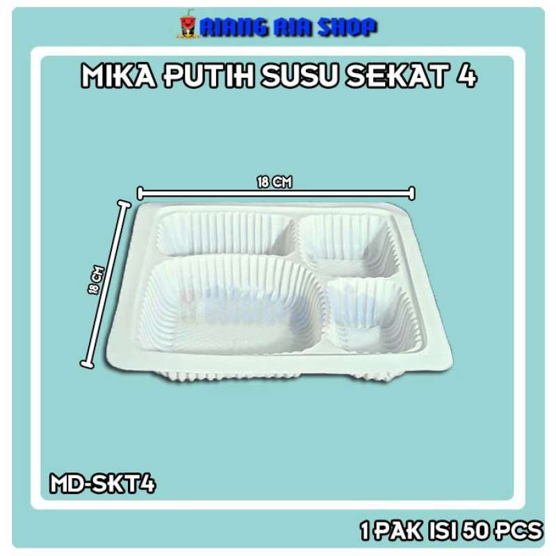 Jual Isi 50 Pcs Perpak Mika Sekat 4 Dalaman Box Catering Mika Putih ...
