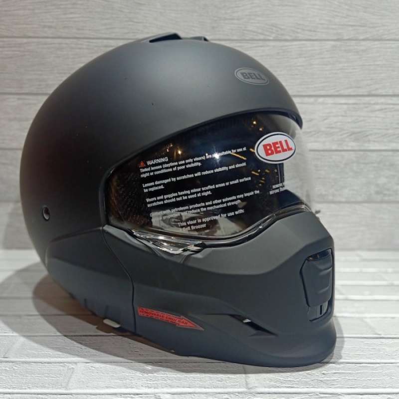 Jual BELL BROOZER MATT BLACK HELM RETRO HELM ORIGINAL HELM MODULAR di ...