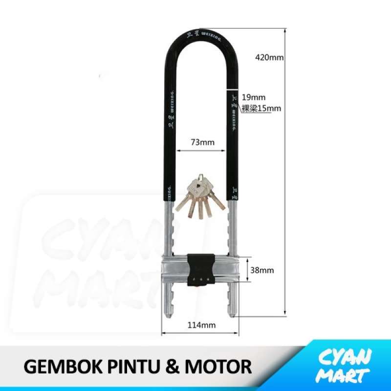 Jual Gembok Pintu Kaca Rolling Door Kunci Anti Maling Glass Door U-Lock ...