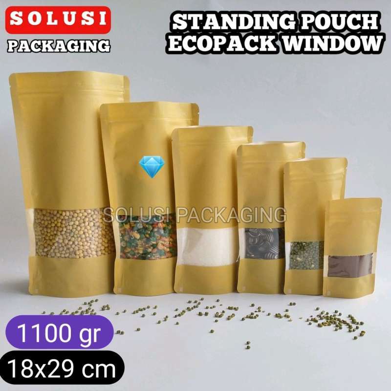 Jual Standing Pouch Kertas Ecopack Window 1kg Kpack Kemasan Plastik ...