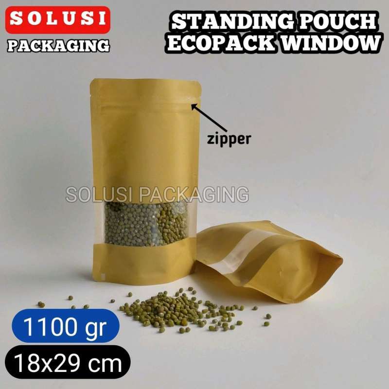 Jual Standing Pouch Kertas Ecopack Window 1kg Kpack Kemasan Plastik Klip Kemasan Kopi Kemasan ...