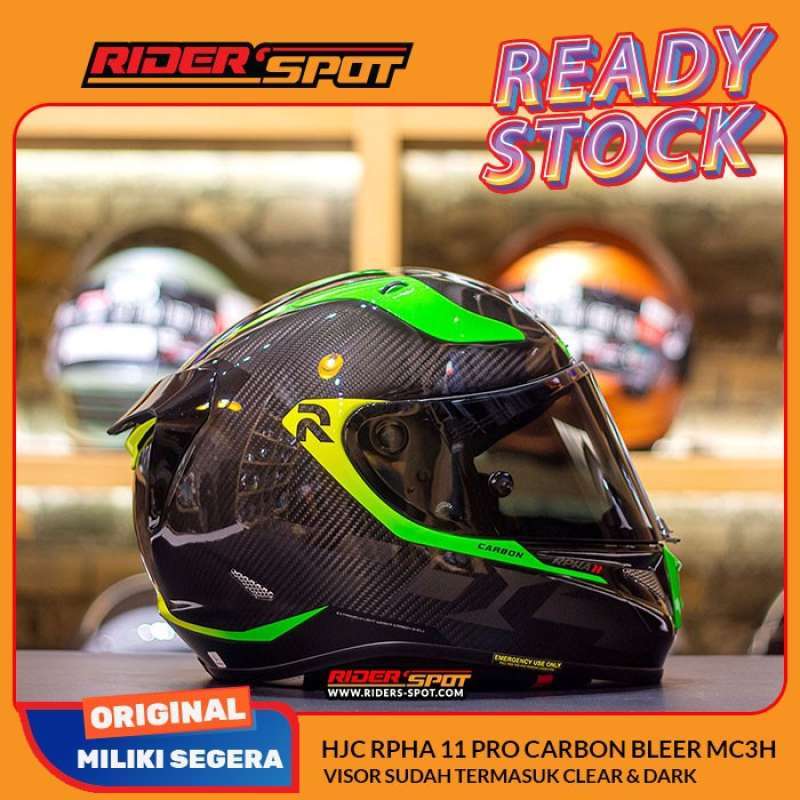 Jual Helm Motor HJC RPHA 11 Pro Carbon Bleer MC3H Green Full Face ...