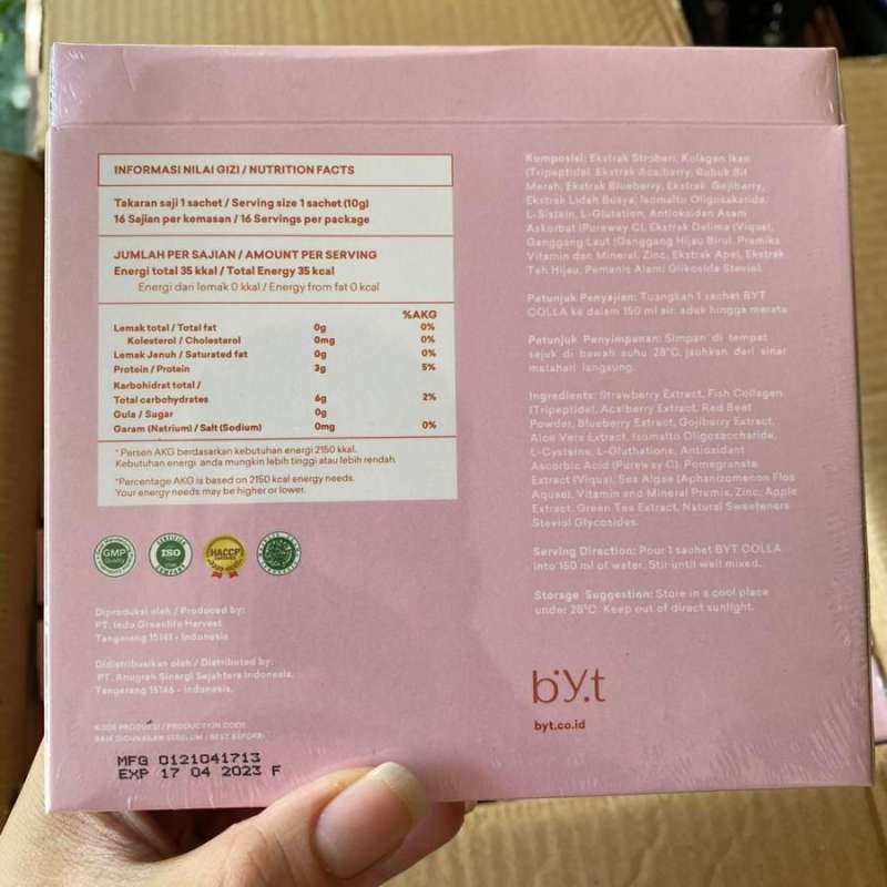 Jual Byt Colla 1 Box 16 Sachet Collagen Tripeptide Gluthatione Byoote B ...