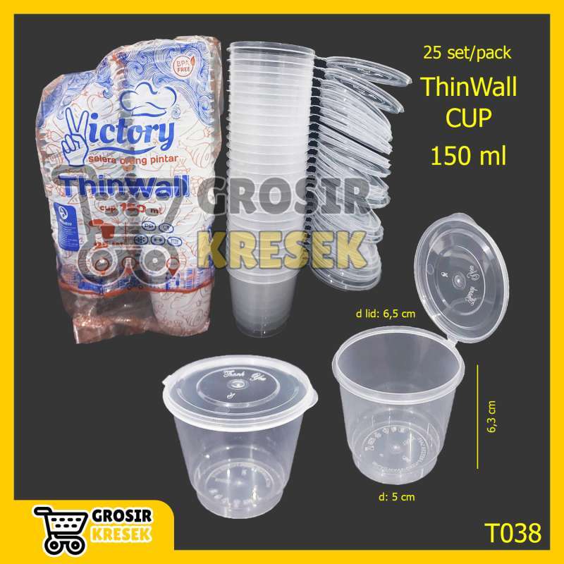 Promo T038 Thinwall Victory Sauce Cup 150 Ml Isi 25 Set Plastik Wadah Sambal Diskon 17% Di ...