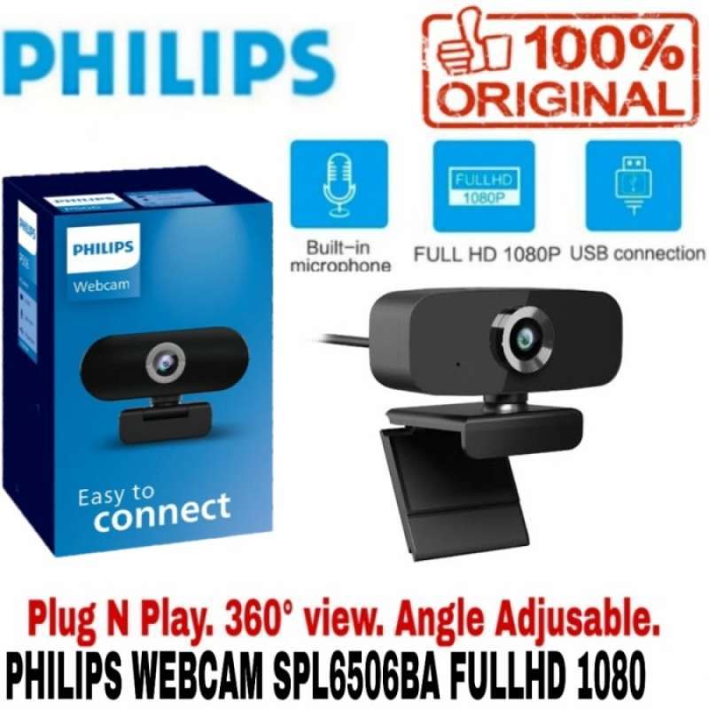Jual PHILIPS WEBCAM FULL HD 1080P SPL6506BM ORIGINAL USB PNP 360 ROTATE ...