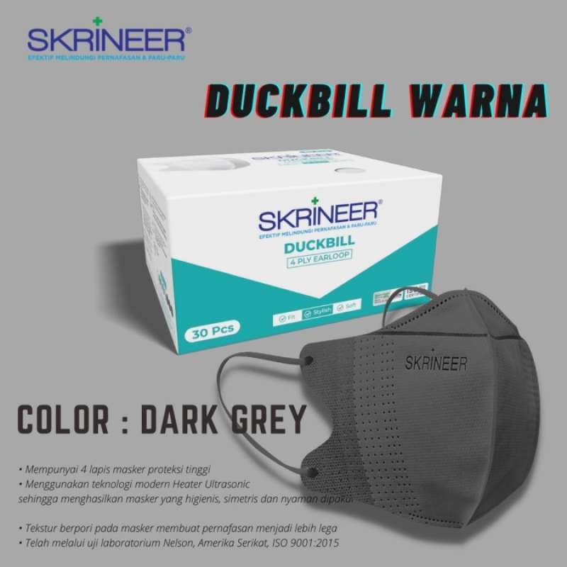 Promo SKRINEER DUCKBILL DARK GREY 4 PLY 30'S (DARK GREY) TERJAMIN ...