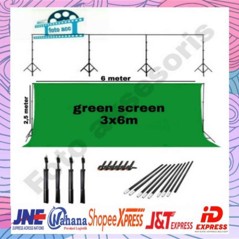 Promo Paket Green Screen 3X6 Lengkap Dengan Stand Tinggi 2,8M X Lebar 6M - T 2,5m X L 6m Diskon ...