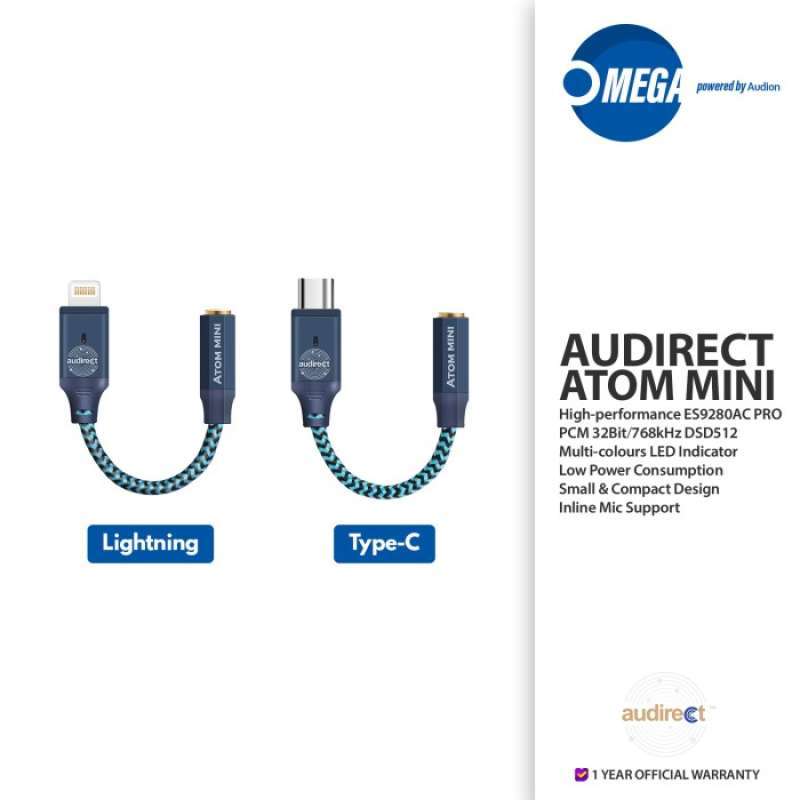 Jual AUDIRECT ATOM MINI ES9280ACPRO 3.5mm Type-C/Lightning Portable DAC ...