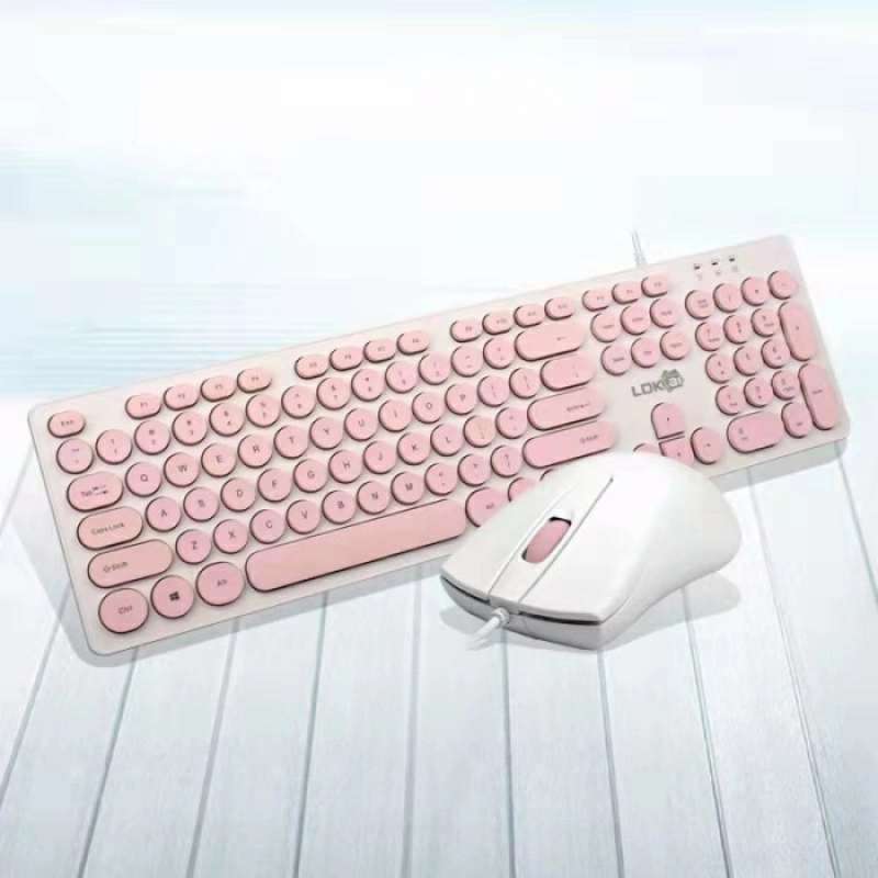 Jual Keyboard Dan Mouse Kabel Usb Wired Keyboard Pink Lucu Set Mouse ...