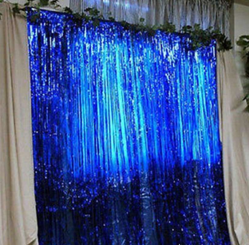 Jual TIRAI RUMBAI BIRU / BACKDROP 1x2 Meter / FOIL FRINGE / BACKGROUND ...
