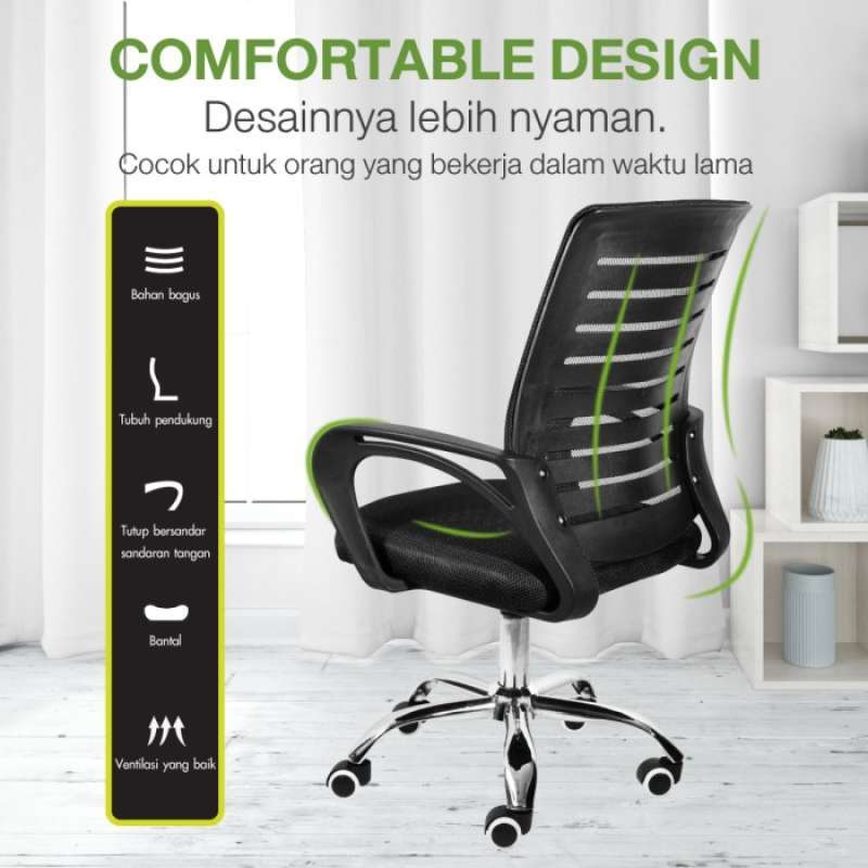 Promo B&g Kursi Kantor Kursi Kerja Kursi Jaring Model B-200 ( Grey ...